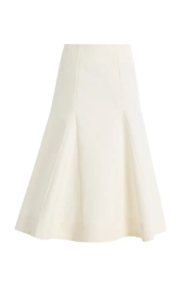 RÓHE Sculptural Cotton Midi Skirt - White