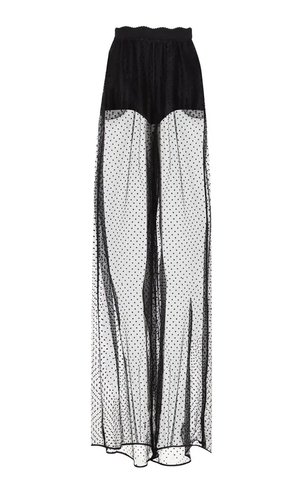 Alaïa Polka-dot Mesh Wide-leg Pants - Black