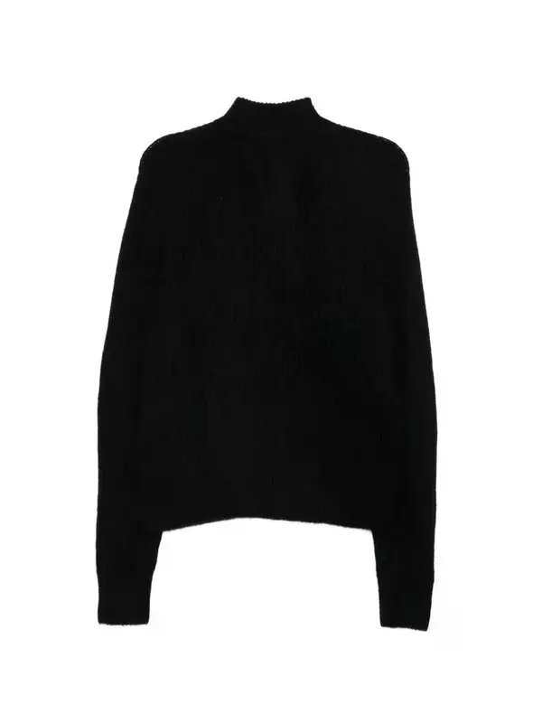 JAMES PERSE Lightweight Quarter Button Jumper - Black