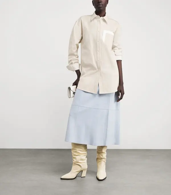 Lafayette 148 New York Cotton Stripe Oversized Shirt - Beige