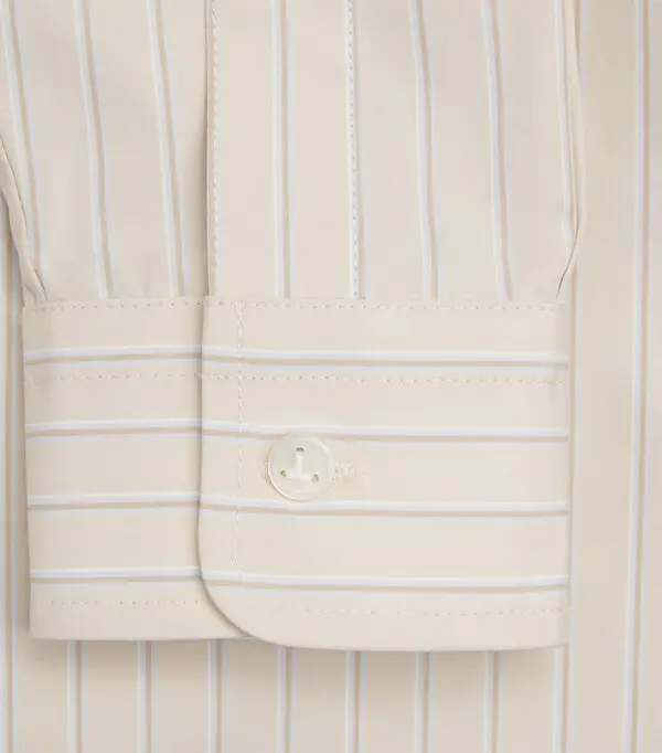 Lafayette 148 New York Cotton Stripe Oversized Shirt - Beige