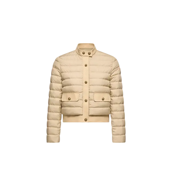 Moncler Juju Cotton & Linen-trimmed Short Down Jacket - Beige