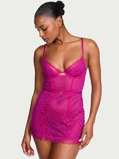 Victoria's Secret Tease Lace Mini Slip Dress - Purple