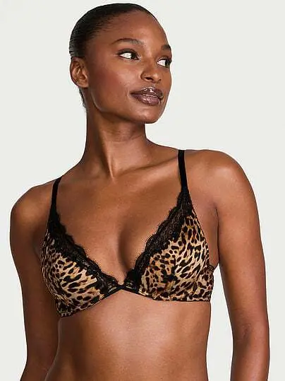 Victoria's Secret Tease Lightly Lined Sheer Stripe Plunge Bra - Print