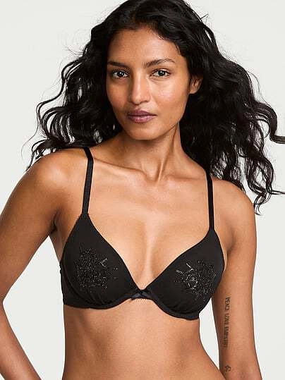 Victoria's Secret Tease Spider Shine Unlined Demi Bra - Black
