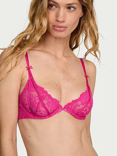 Victoria's Secret Tease Unlined Bow Embroidery Demi Bra - Pink