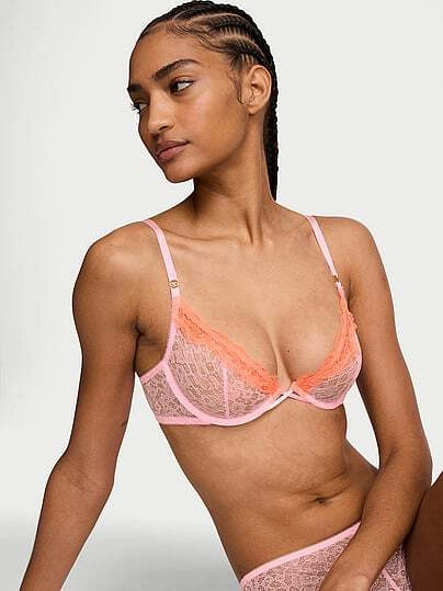 Victoria's Secret Tease Lace Unlined Demi Bra - Pink