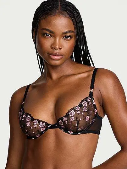 Victoria's Secret Tease Unlined Sheer Dot Demi Bra - Print