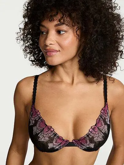 Victoria's Secret Tease Rose Embroidery Unlined Demi Bra - Print