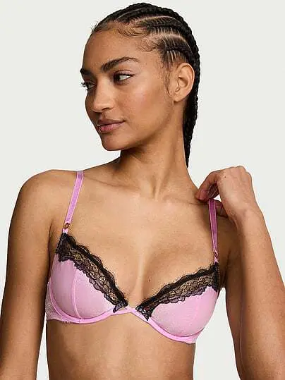 Victoria's Secret Tease Rose Embroidery Unlined Demi Bra - Purple