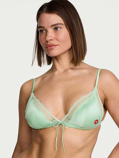 Victoria's Secret Tease Sexy Strappy Lace Triangle Bralette - Green
