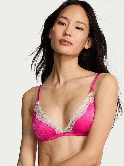 Victoria's Secret Tease Sheer Stripe Triangle Bralette - Pink