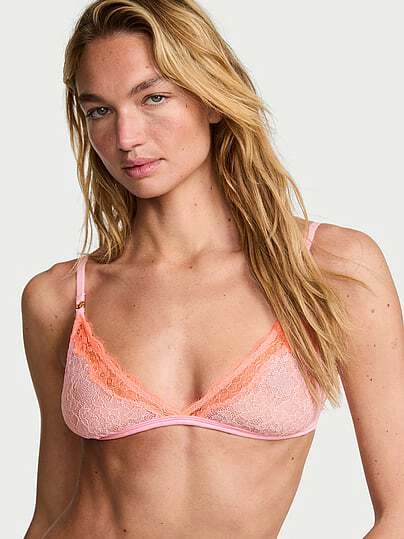 Victoria's Secret Tease Spider Embroidery Unlined Triangle Bralette - Pink