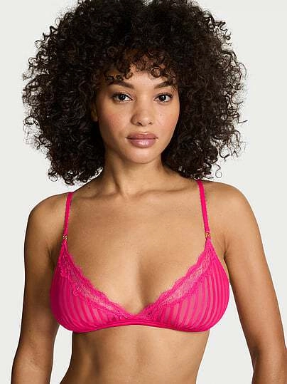 Victoria's Secret Tease Sexy Strappy Lace Triangle Bralette - Pink