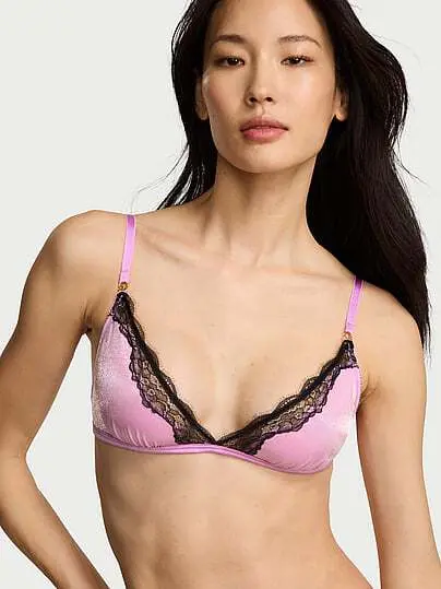 Victoria's Secret Tease Bow Embroidery Triangle Bralette - Purple