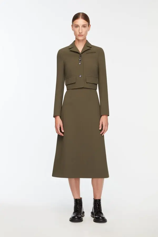 EMILIA WICKSTEAD Chapel Cropped Jacket In Military Birdseye Suiting