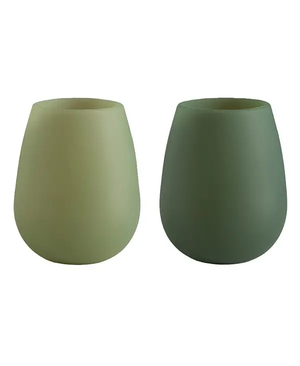 PORTER GREEN Fegg Silicone Unbreakable Glasses Set Of 2 - Sage + Olive