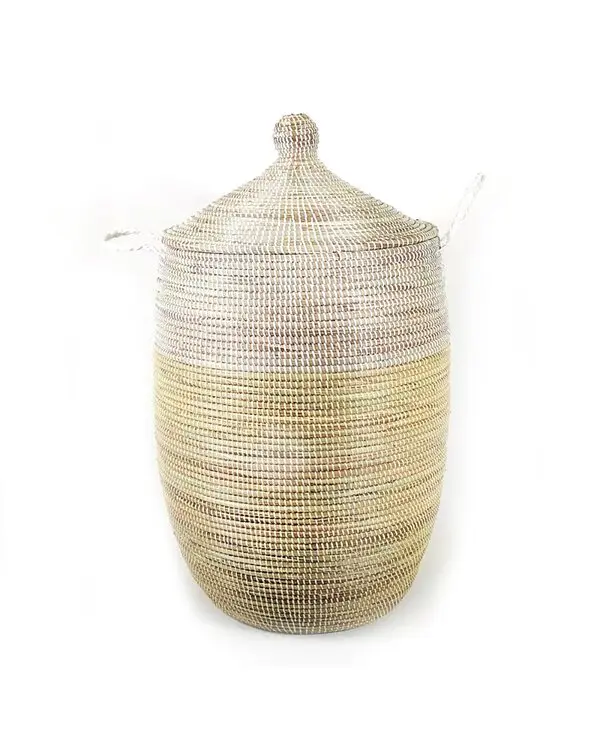 MBARE Dou Lid Storage Basket Two-tone - Natural And White