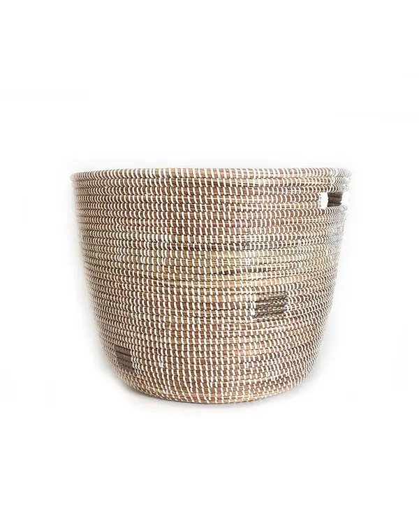 MBARE Flat Lid Squares Low Storage Basket - White