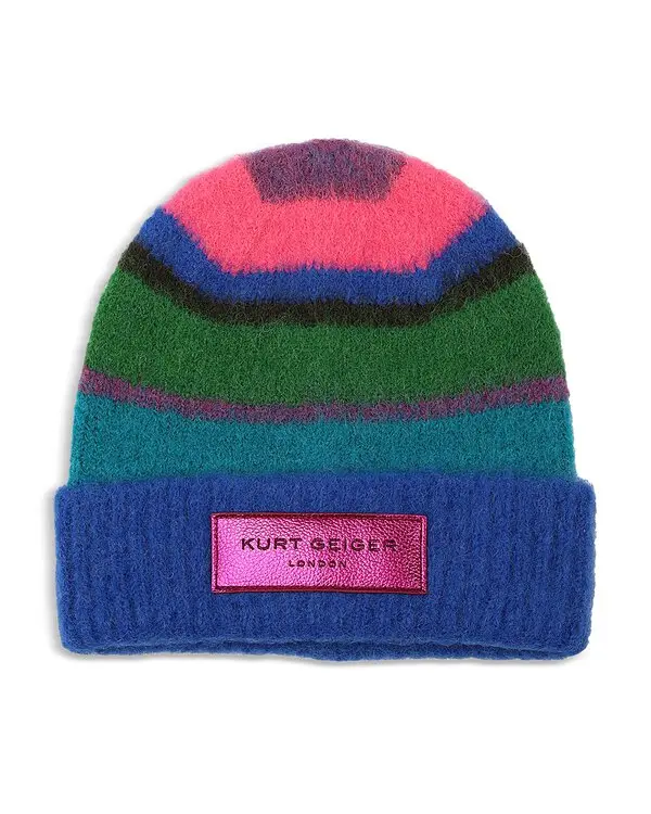 Kurt Geiger Fuzzy Striped Beanie - Multi