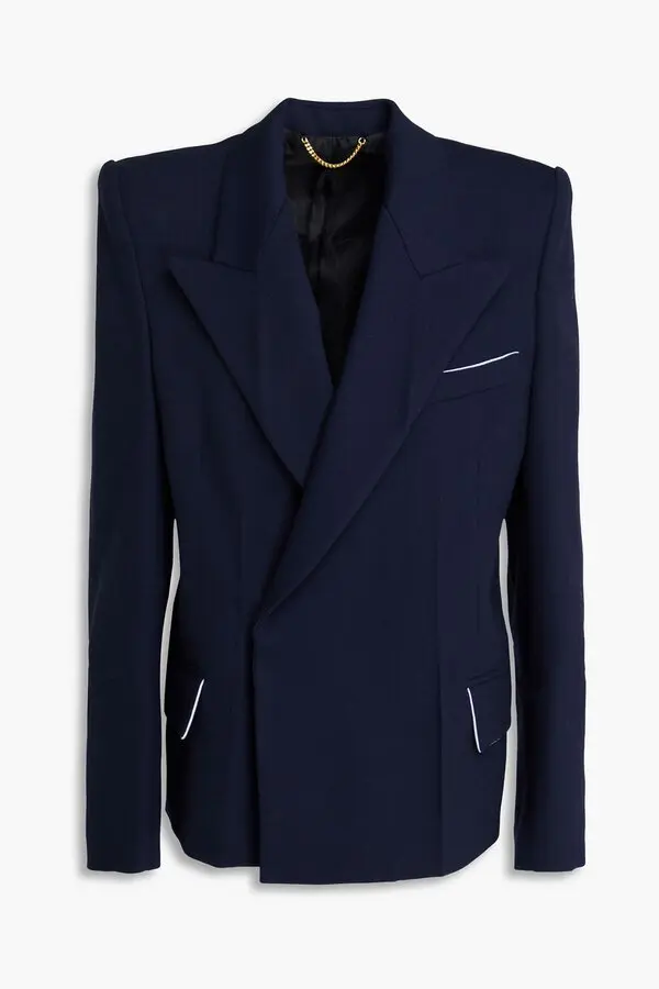 Victoria Beckham Double-breasted Wool-blend Twill Blazer - Navy