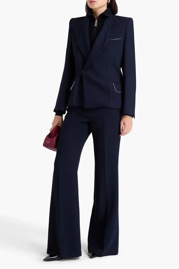 Victoria Beckham Double-breasted Wool-blend Twill Blazer - Navy