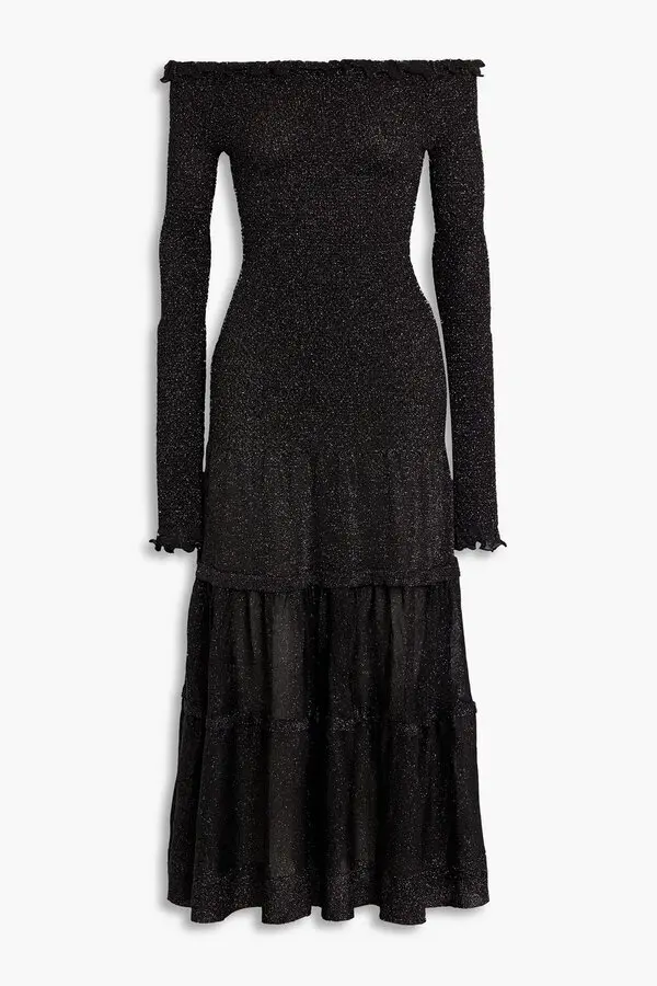 Altuzarra Polly Off-shoulder Metallic Knit Midi Dress