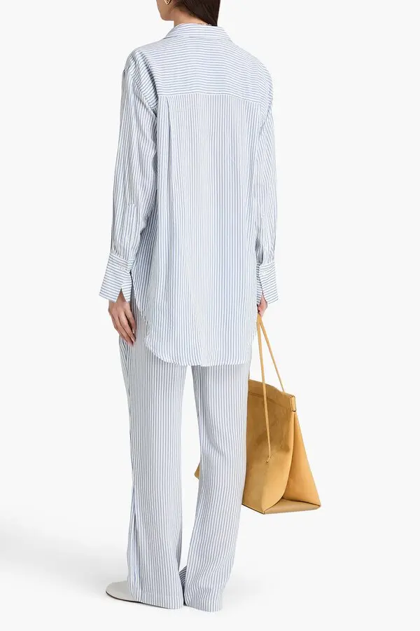 Victoria Beckham Striped Woven Shirt - Light Blue