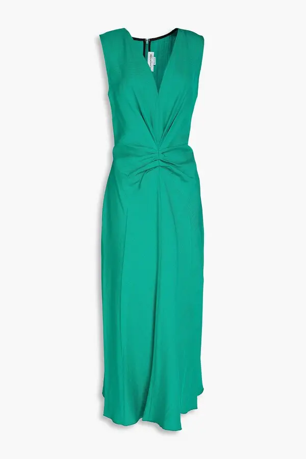 Victoria Beckham Gathered Crepe Midi Dress - Jade