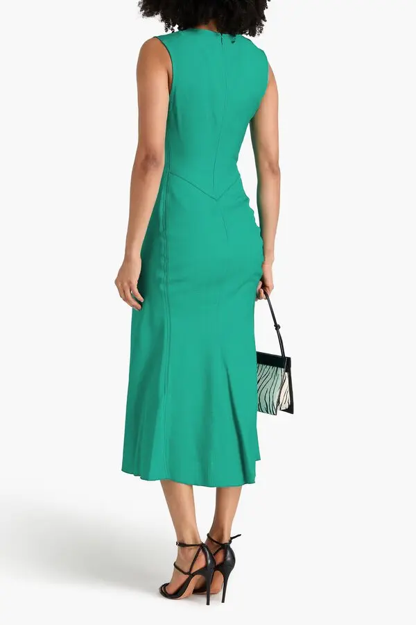 Victoria Beckham Gathered Crepe Midi Dress - Jade
