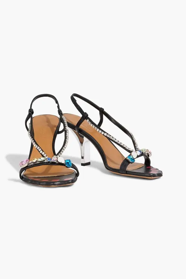 Marni Crystal-embellished Leather Slingback Sandals