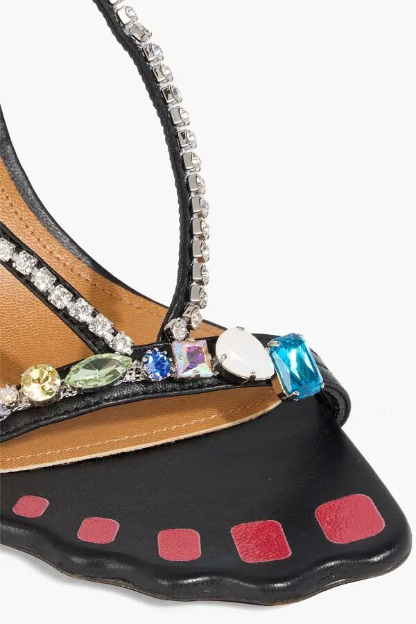 Marni Crystal-embellished Leather Slingback Sandals