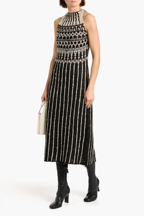 Altuzarra Cole Fair Isle Linen-blend Midi Dress