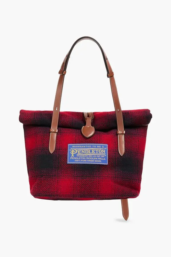 MAISON MARGIELA Pendleton Paper Checked Flannel Tote - Red