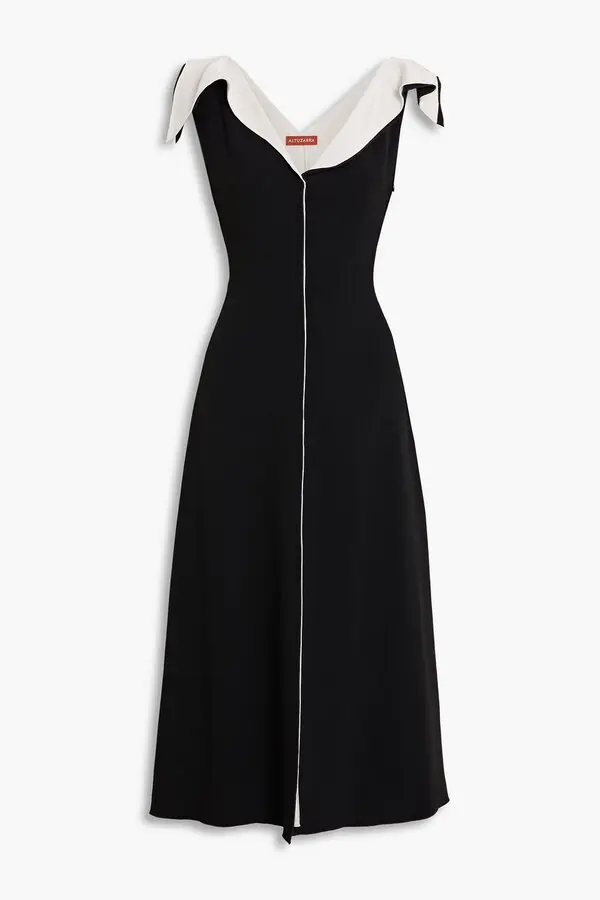 Altuzarra Jophee Two-tone Draped Ponte Midi Dress