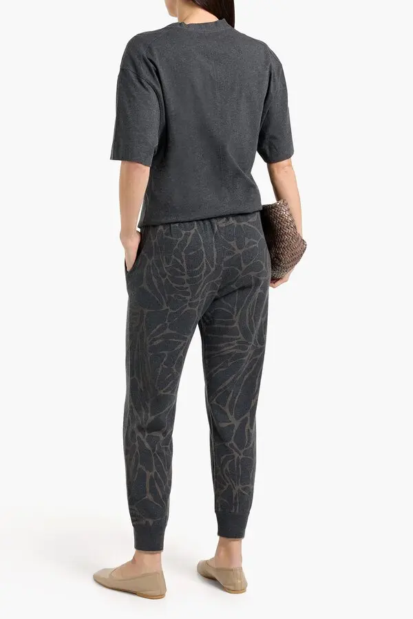 Brunello Cucinelli Printed Wool, Cashmere, And Silk-blend Track Pants