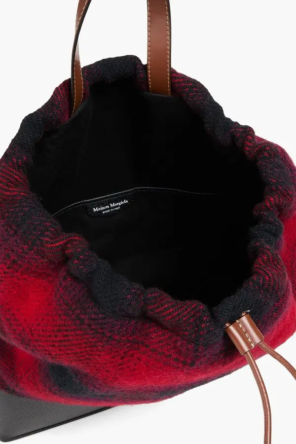 MAISON MARGIELA 5ac Daily Checked Flannel And Leather Backpack