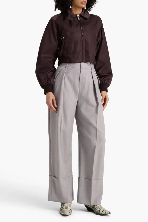 Victoria Beckham Harrington Shell Bomber Jacket - Chocolate