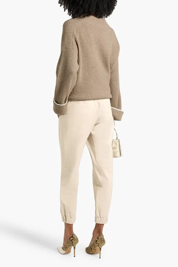 Brunello Cucinelli Leather Tapered Pants