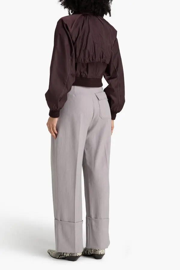 Victoria Beckham Pleated Wool-crepe Wide-leg Pants - Stone