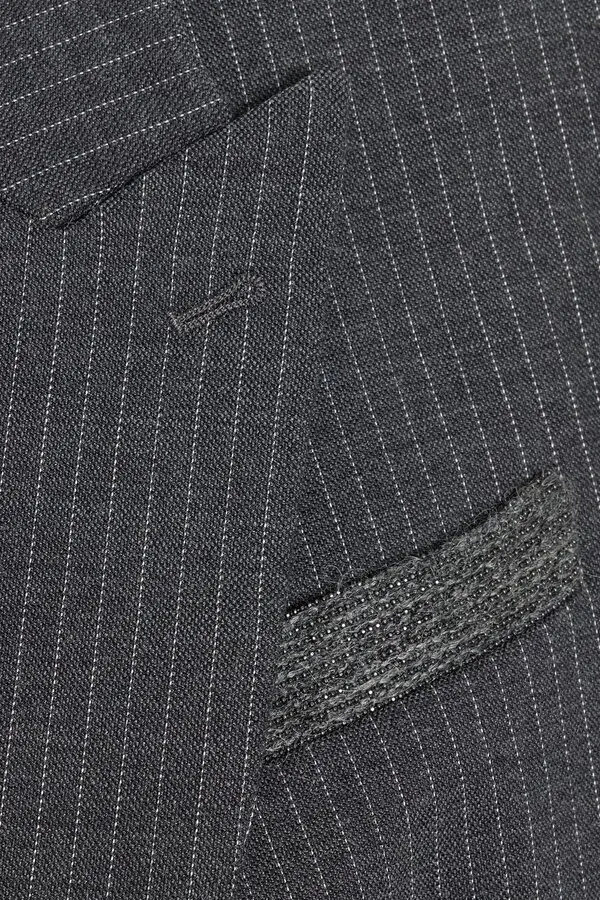 Brunello Cucinelli Embellished Pinstriped Wool-blend Blazer