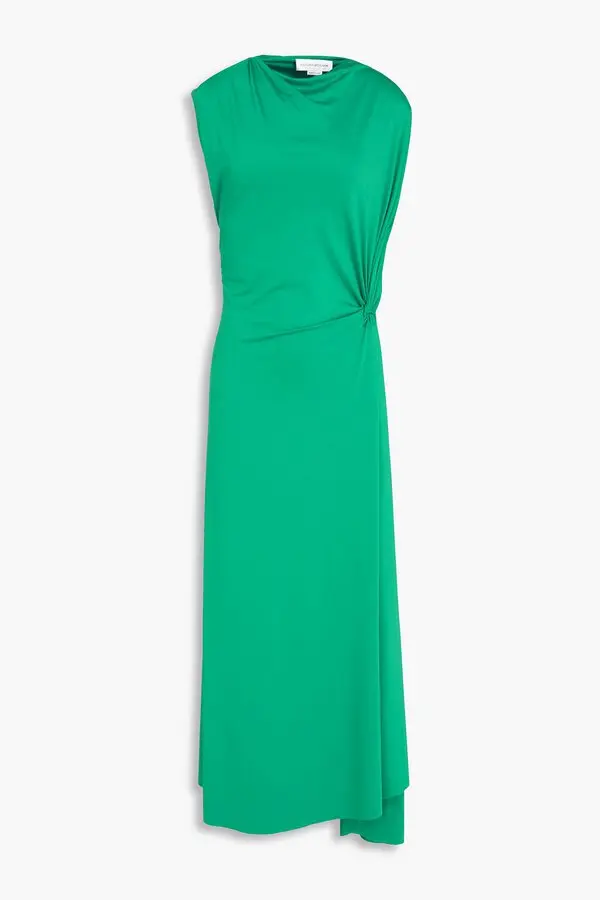 Victoria Beckham Draped Stretch-jersey Midi Dress - Jade