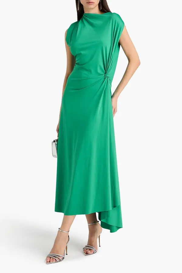 Victoria Beckham Draped Stretch-Jersey Midi Dress - Jade - 50% Off |  Editorialist