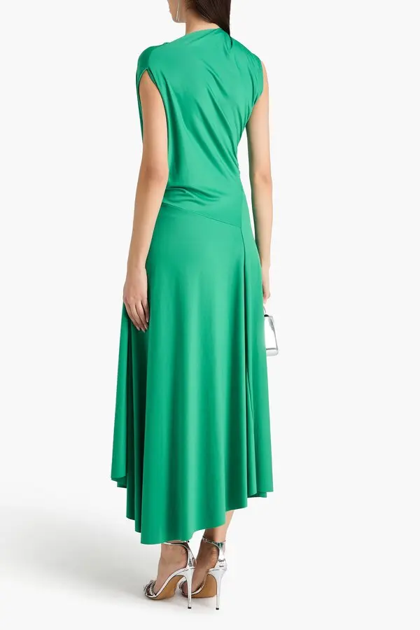 Victoria Beckham Draped Stretch-jersey Midi Dress - Jade