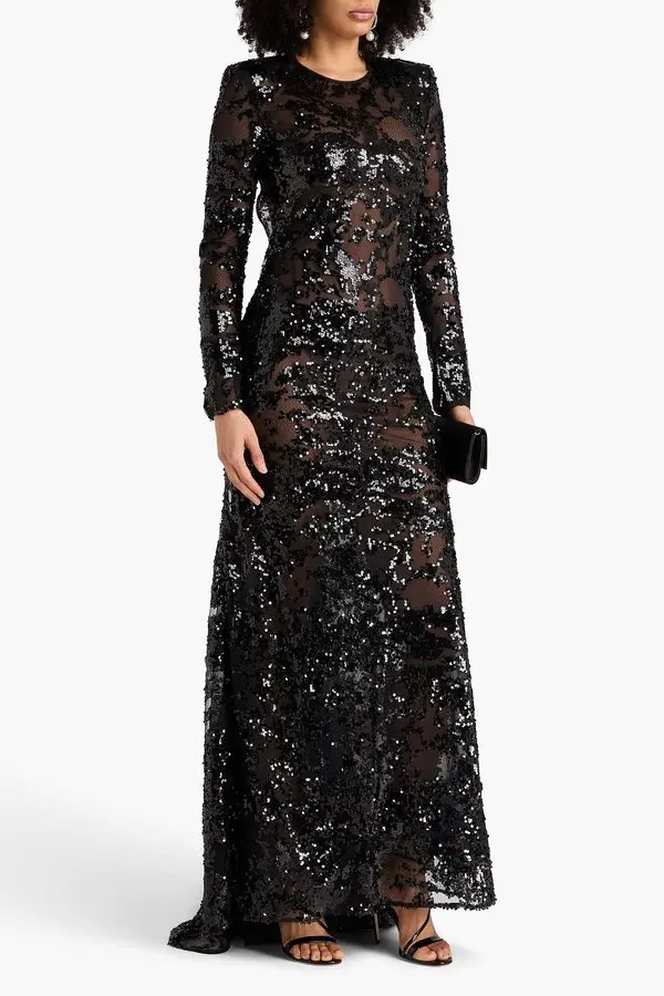 Victoria Beckham Open-back Sequined Tulle Gown