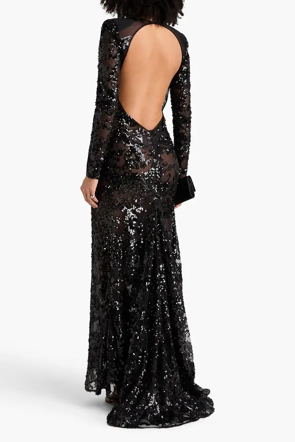 Victoria Beckham Open-back Sequined Tulle Gown