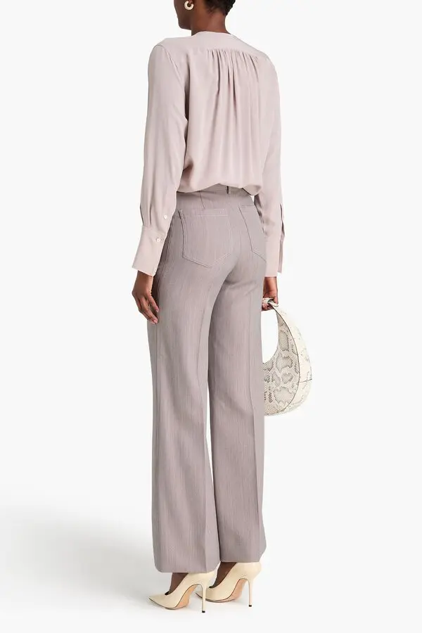 Victoria Beckham Wool Flared Pants - Stone