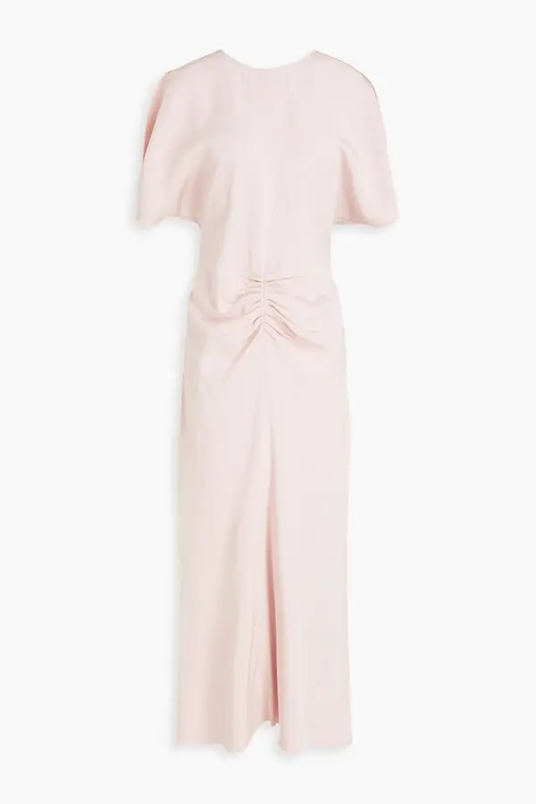 Victoria Beckham Gathered Satin-crepe Midi Dress