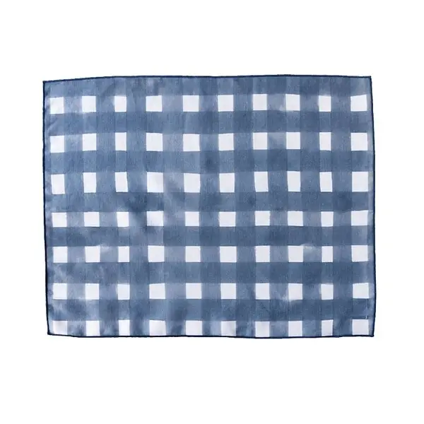 GOLDIE HOME Cross Hatch Placemat, Set Of 4 - Blue Cross - Grey Trim