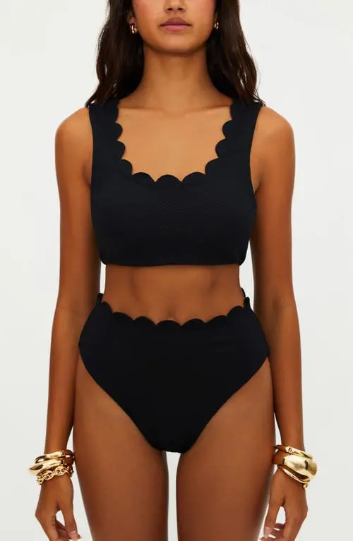 Beach Riot Nessa Scallop High-waist Bikini Bottoms - Black